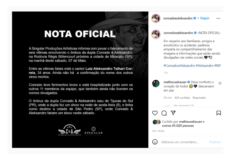Cantor Aleksandro da dupla com Conrado morre em acidente de ônibus – A ...